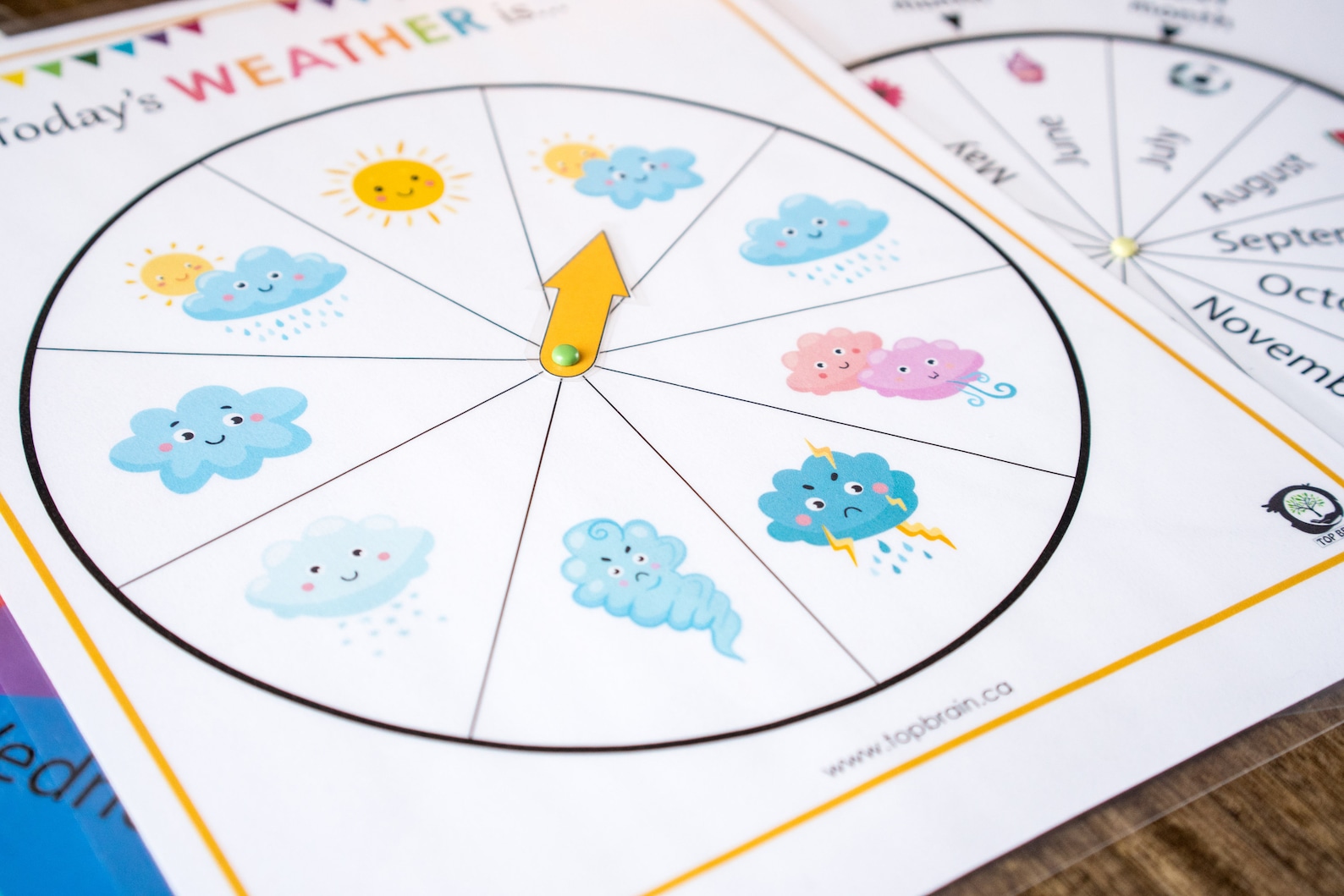 Days of the Week, Month, Year Printable Wheel for Pre-school, Weather ...