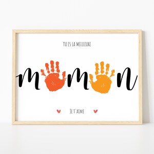 MAMAN Handprint Footprint Art Craft, Mothers Day Gift French, DIY Baby ...