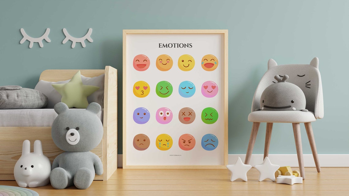 Emotions & Feelings Educational Wall Art Poster Playroom | Etsy