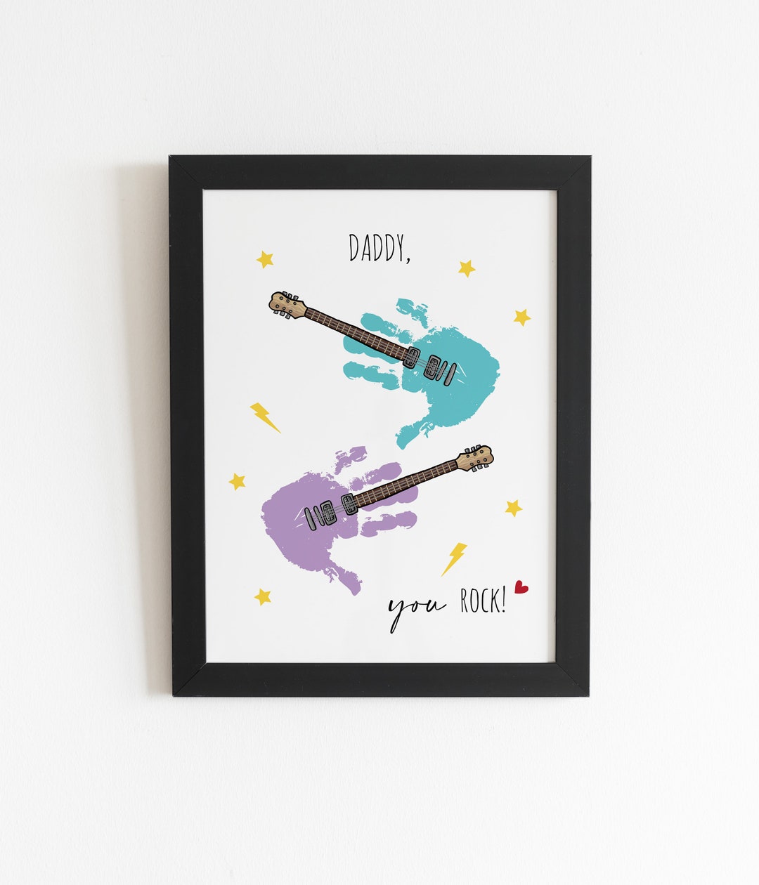 Handprint Art Craft for Kids, Daddy You Rock, Father's Day Birthday ...