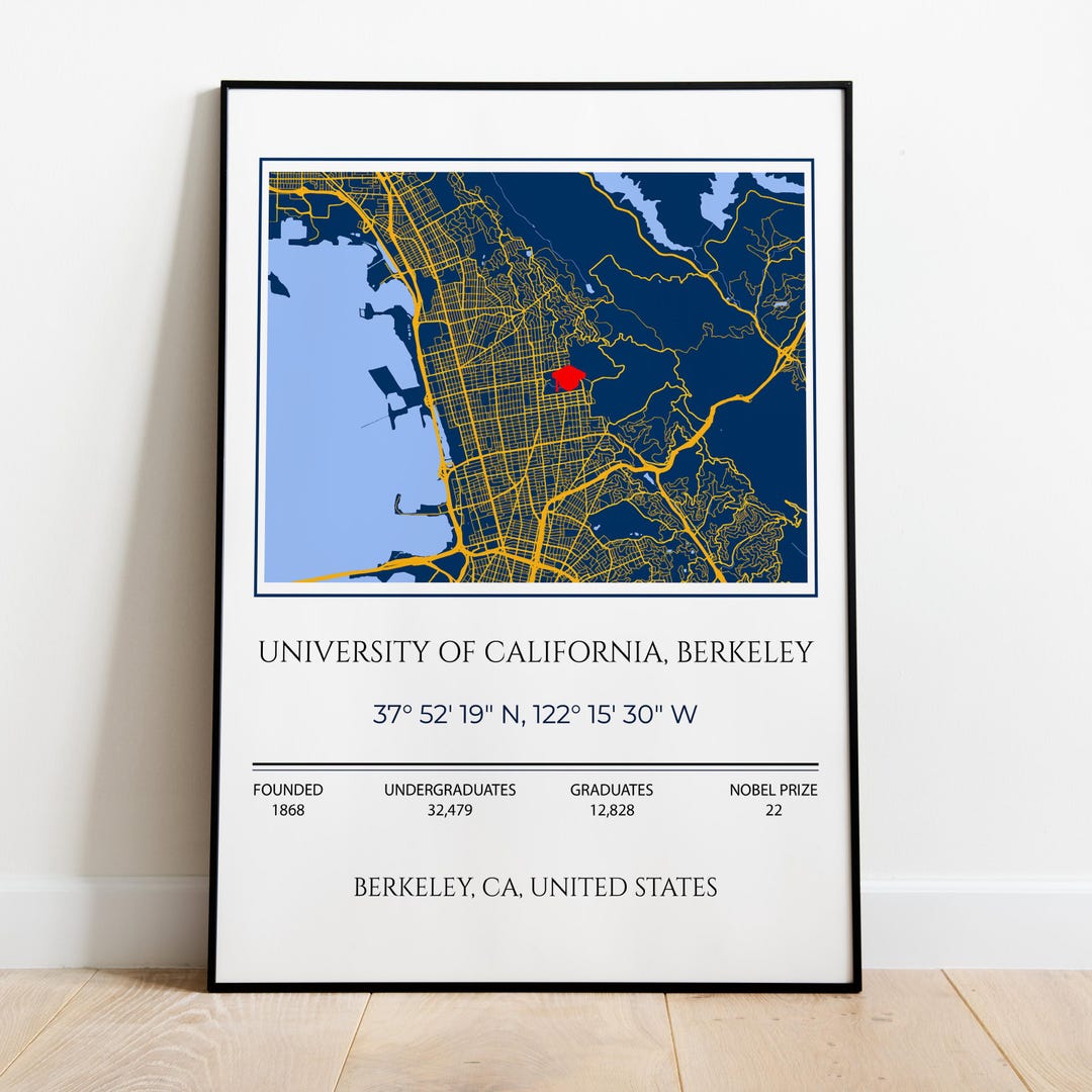 Personalized UC Berkeley Map Print, Graduation Gift - Etsy