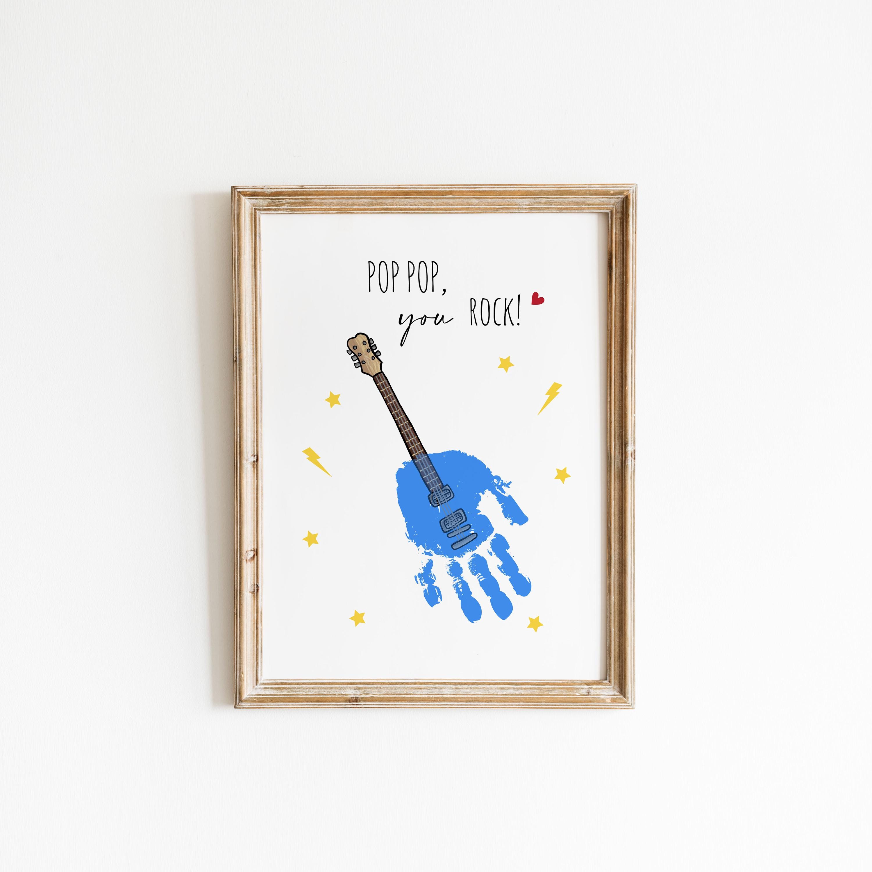 Handprint Art Craft Kids, Pop Pop You Rock, Father's Day Birthday, Kids ...
