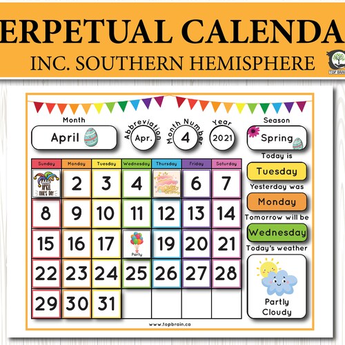 Printable Perpetual Calendar for Kids Circle Time Board - Etsy