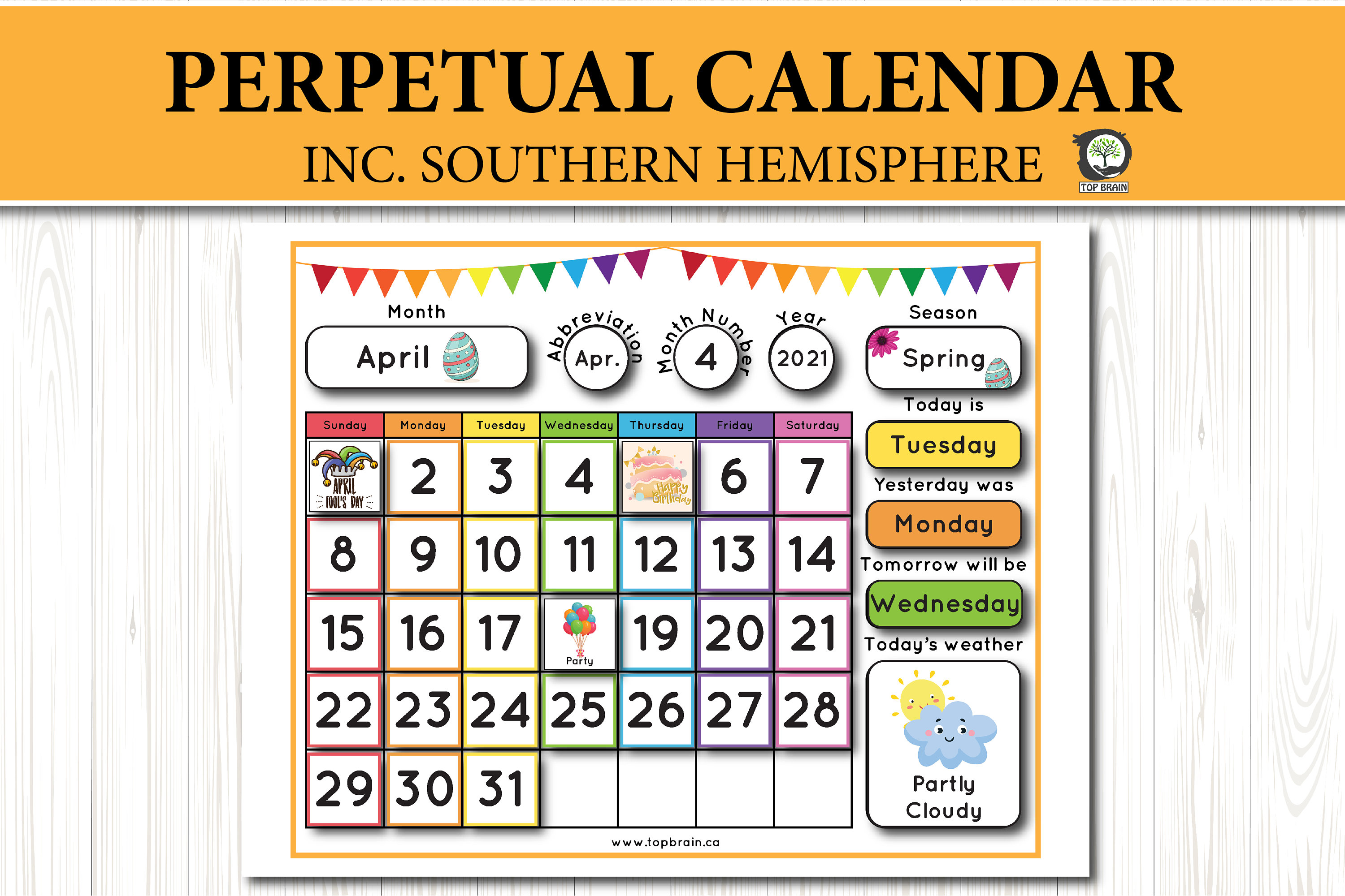 Perpetual Calendar for Kids Months Days of the Week Years - Etsy UK