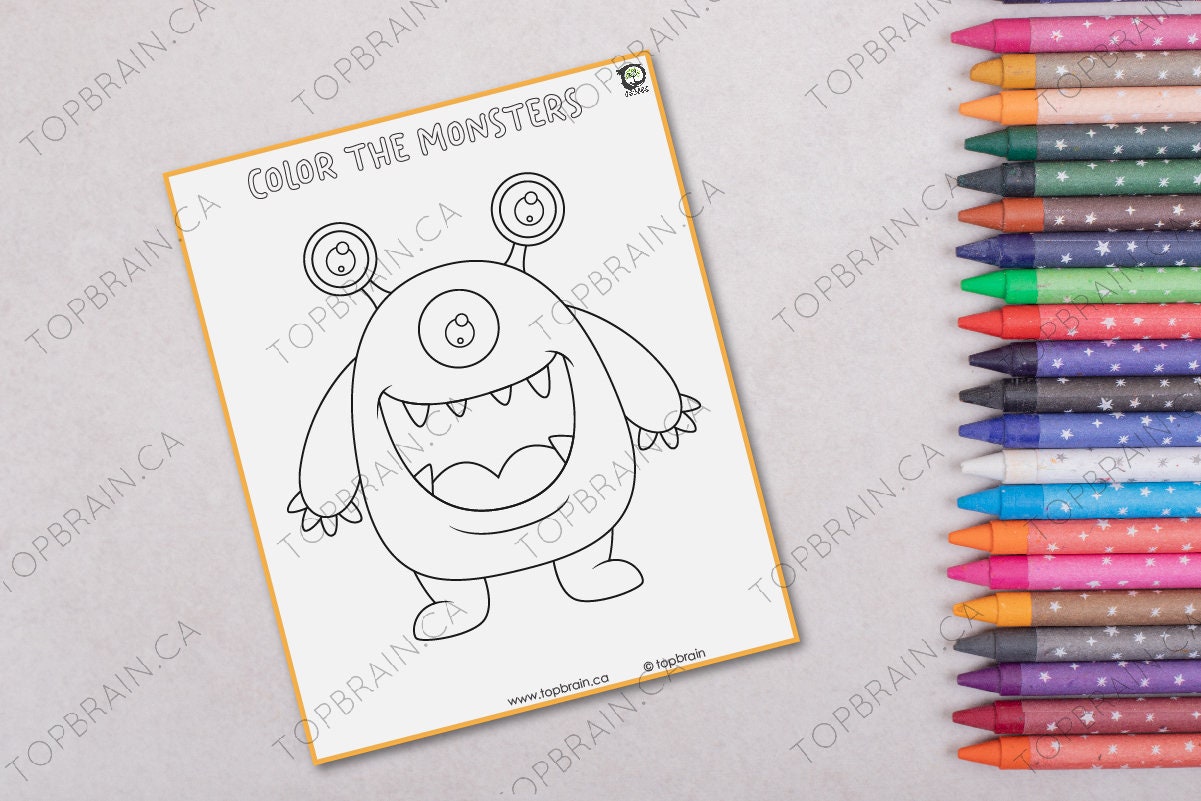 Kids Activity Monster Coloring Pages for Kids Printable Kids | Etsy