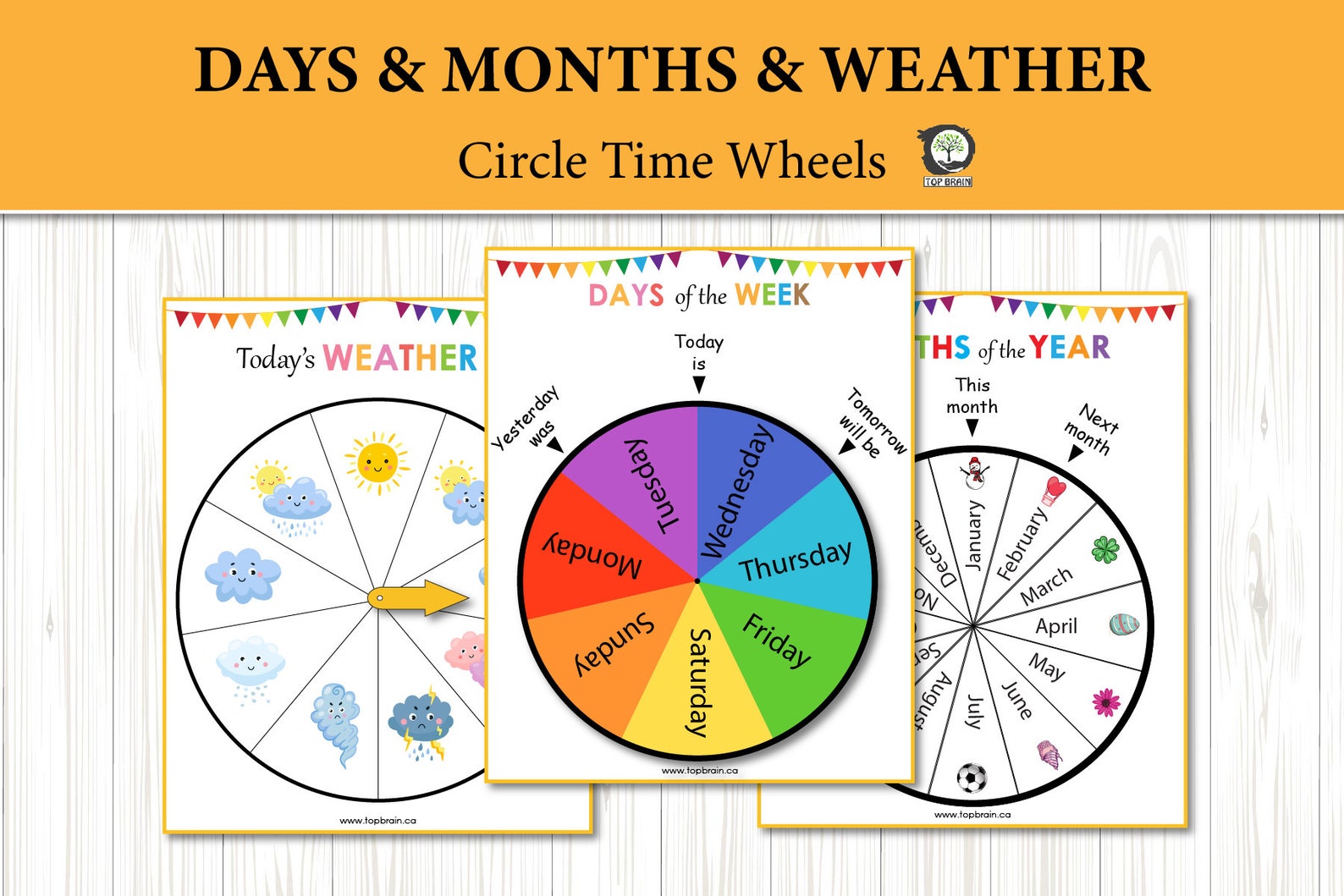 Days of the Week Month Year Printable Wheel for Pre-school - Etsy Canada