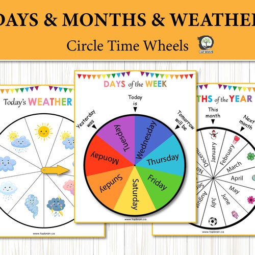 Days of the Week Activity Printable Days Wheel Days - Etsy