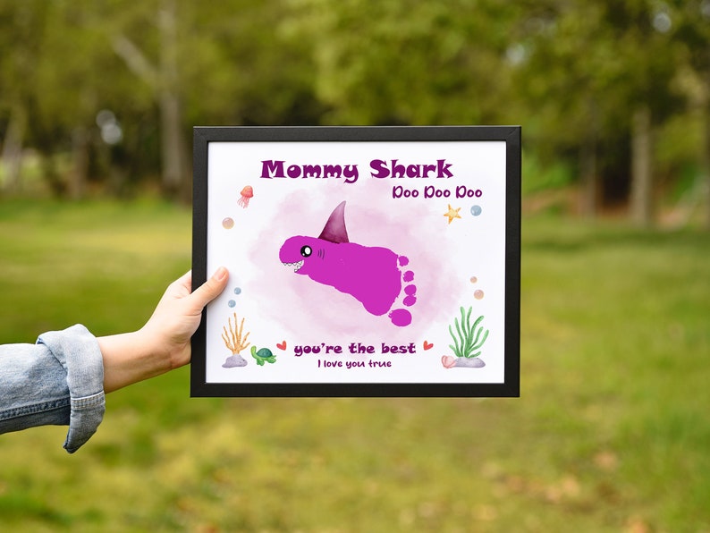 Mommy Shark Handprint Footprint Art Craft, Kids DIY Gift for Mum ...
