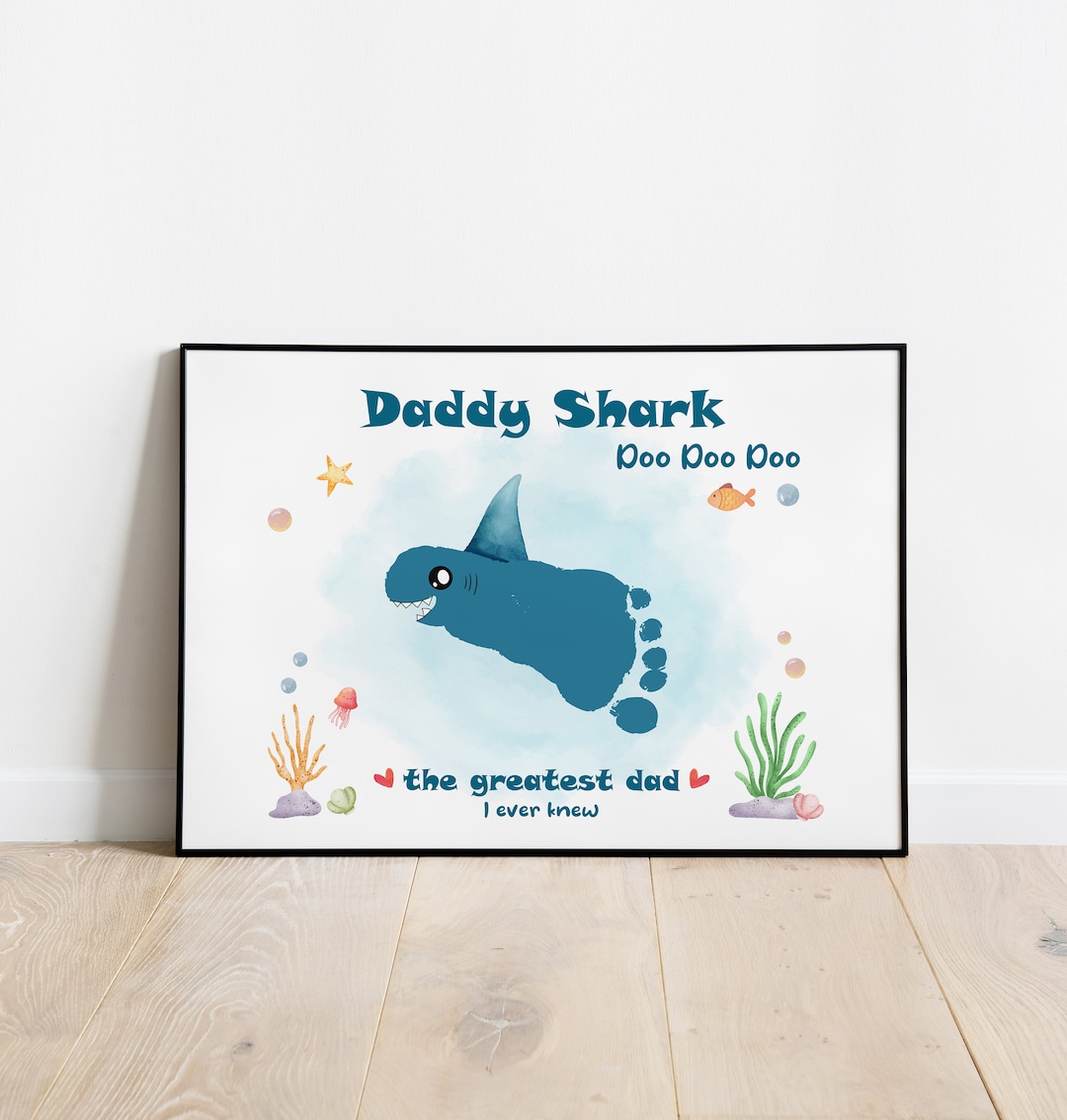 Daddy Shark Handprint Footprint Art Craft, Kids DIY Gift for Dad ...