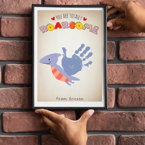 ROARSOME Dinosaur Handprint Art Craft, Mom Dad Birthday Gift, Mother's ...