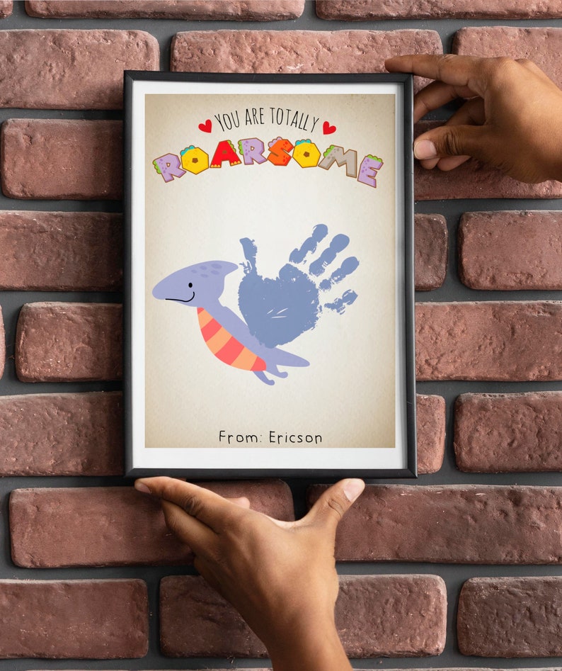 ROARSOME Dinosaur Handprint Art Craft, Mom Dad Birthday Gift, Mother's ...