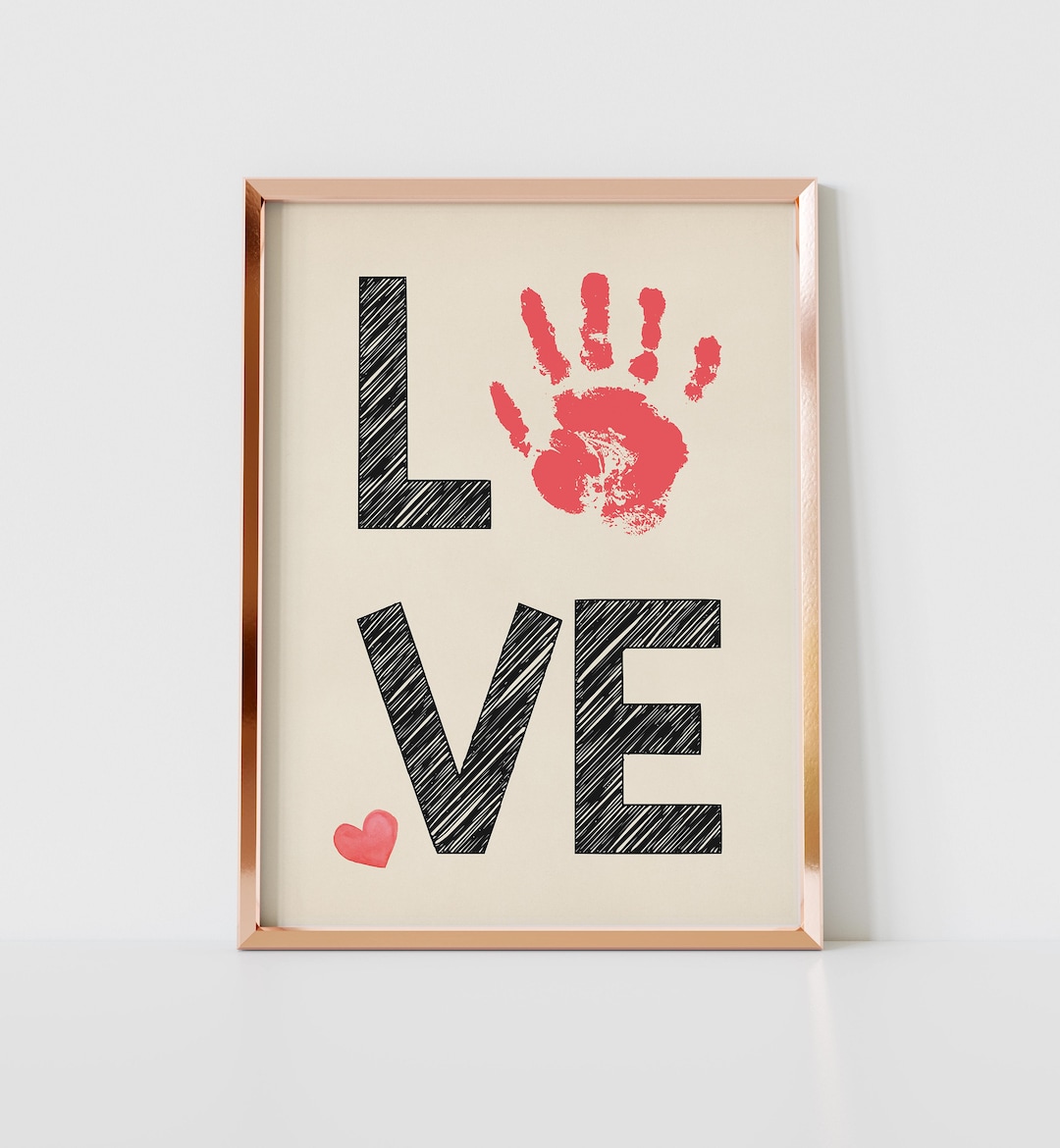 LOVE Handprint Footprint Art Craft, Heart Love Valentine's Day, DIY ...