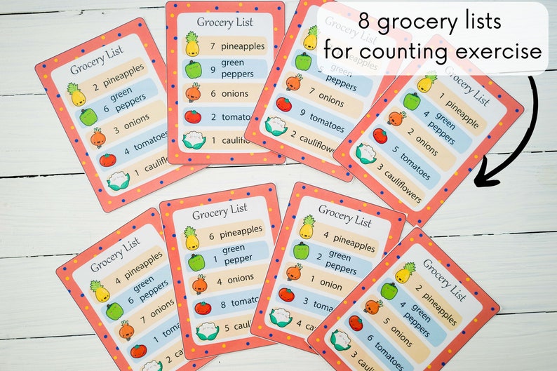 Preschool Printables Number Counting Worksheets Food Busy | Etsy