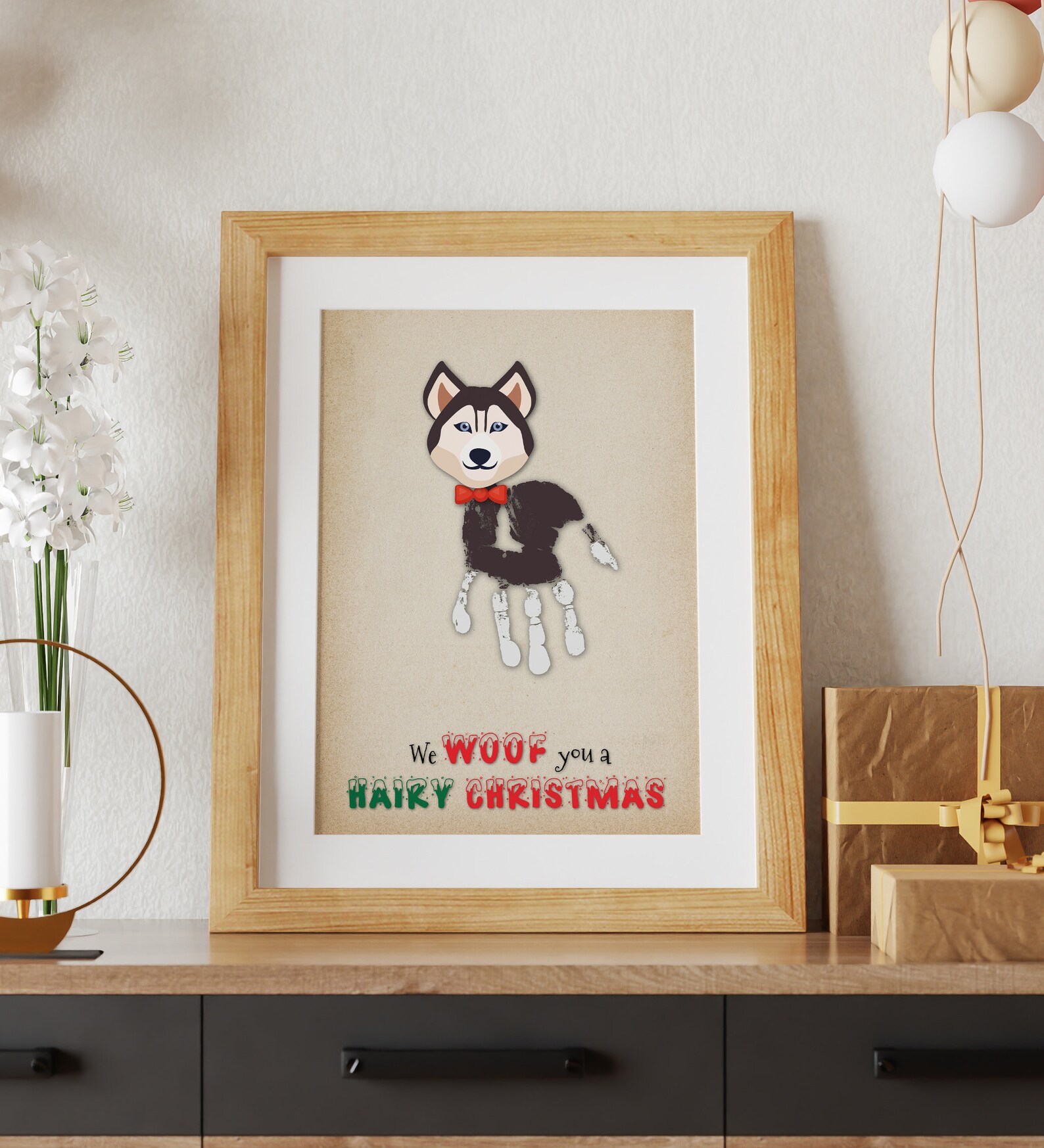 Husky Dog Kids Handprint Art for Christmas, Husky Dog Baby Kids ...