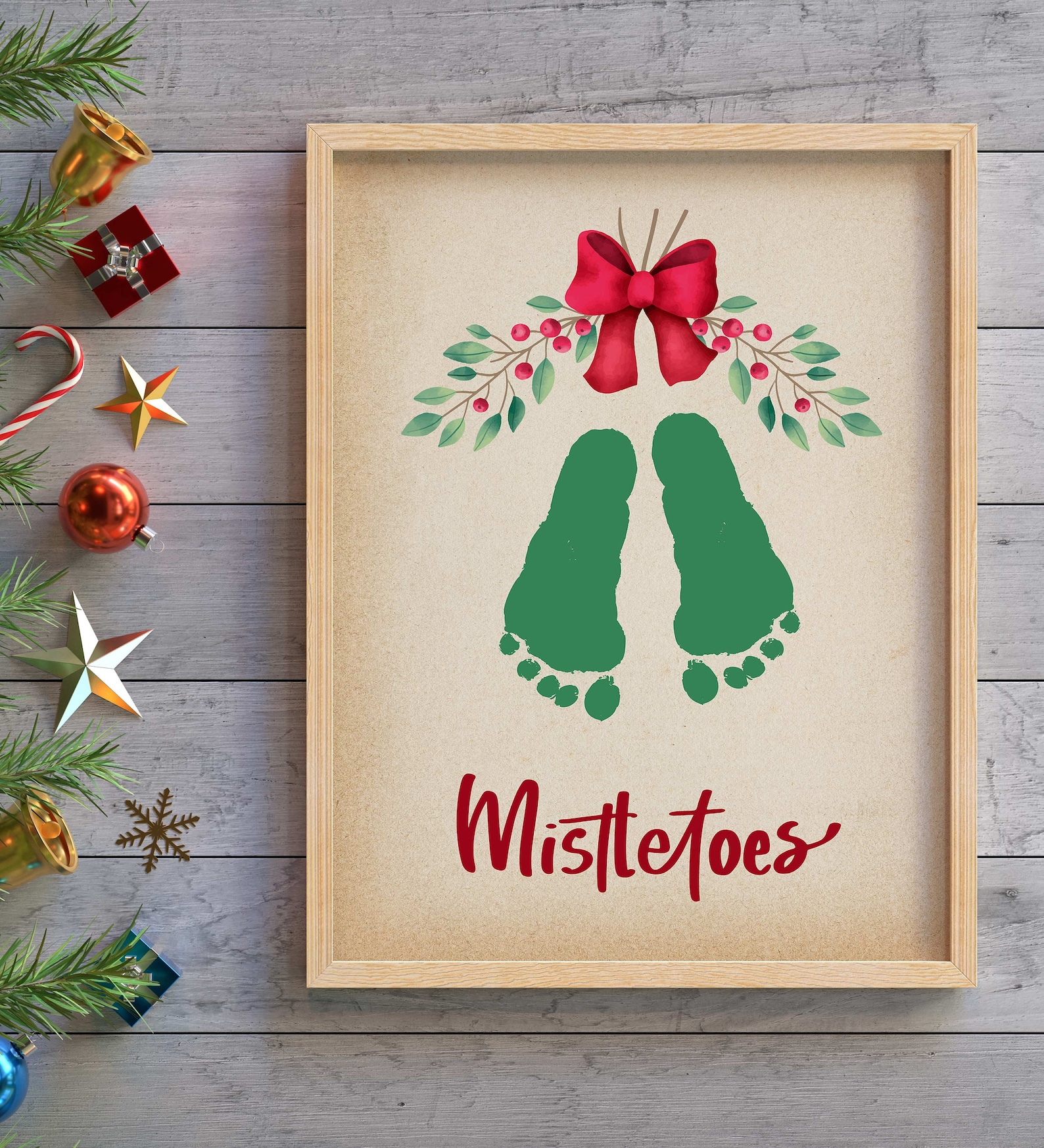 Mistletoes Footprint Art Printable Christmas Toddler - Etsy