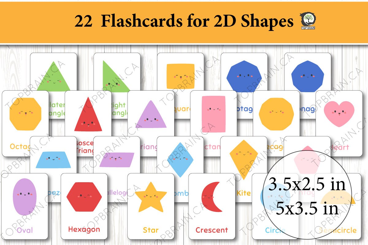 30 Shapes Flashcards Printable Montessori Toddler Printable | Etsy