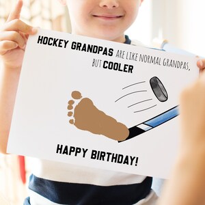Hockey Grandpa Birthday Handprint Footprint Art Craft, Grandfather ...