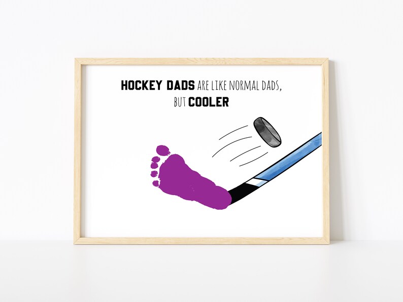 Hockey Dad Handprint Footprint Art Craft, Hockey Family Gift, DIY Baby ...