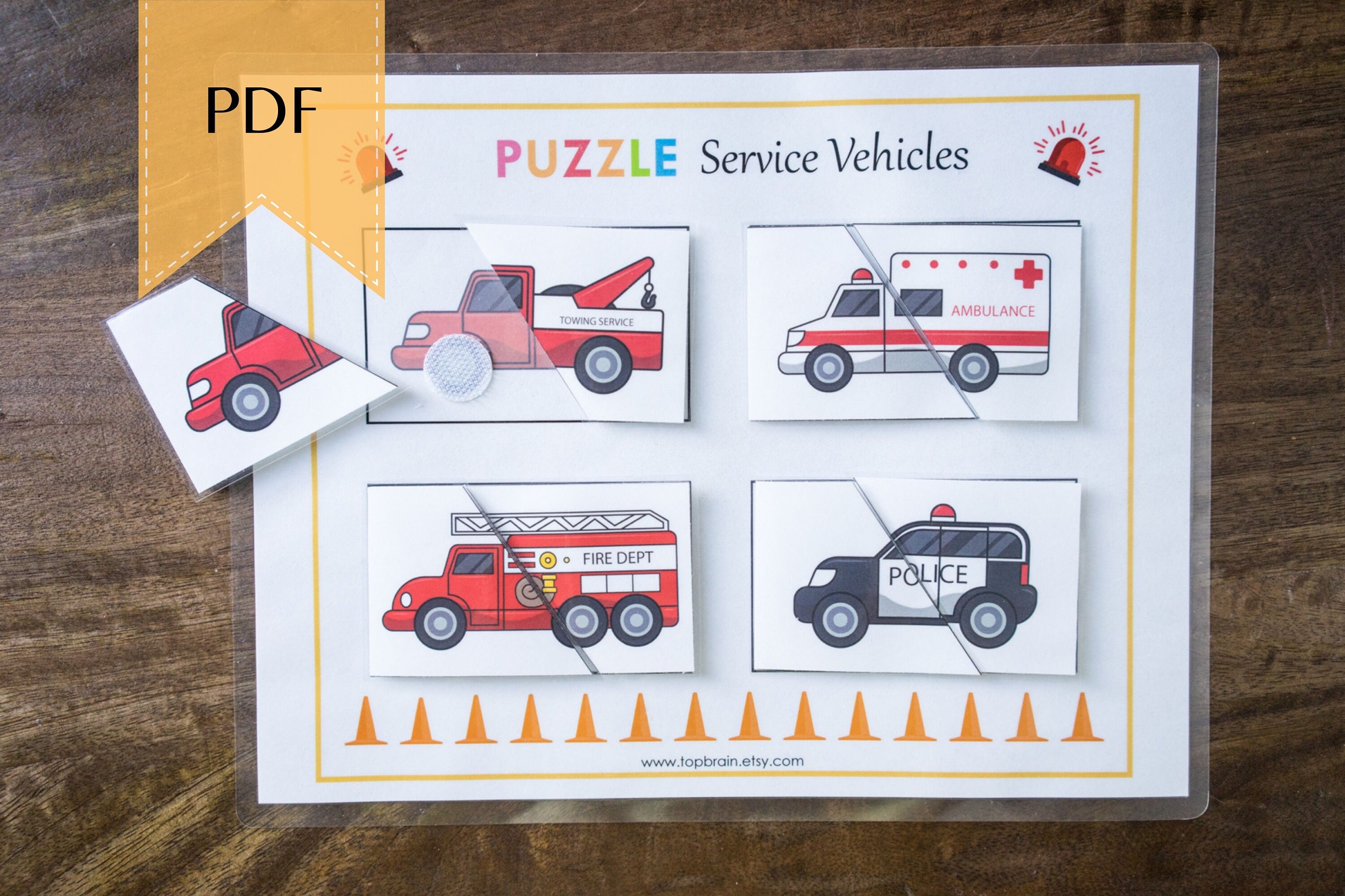 Service Vehicles Puzzle Printable Preschool Curriculum - Etsy Canada