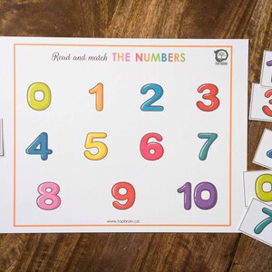 Numbers Matching Printable 0-10, Counting Worksheet, Toddler Activities ...