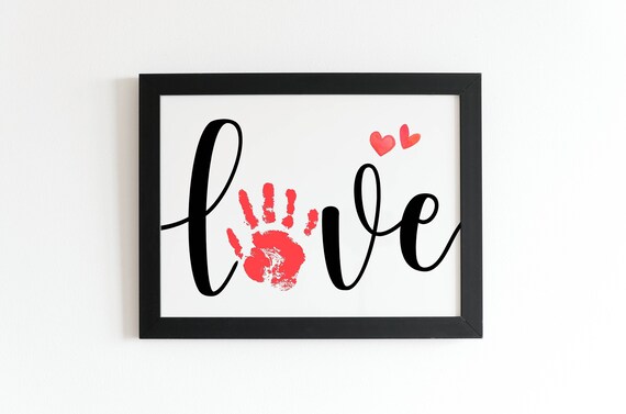 LOVE Handprint Footprint Art Craft Heart Love Valentine's | Etsy