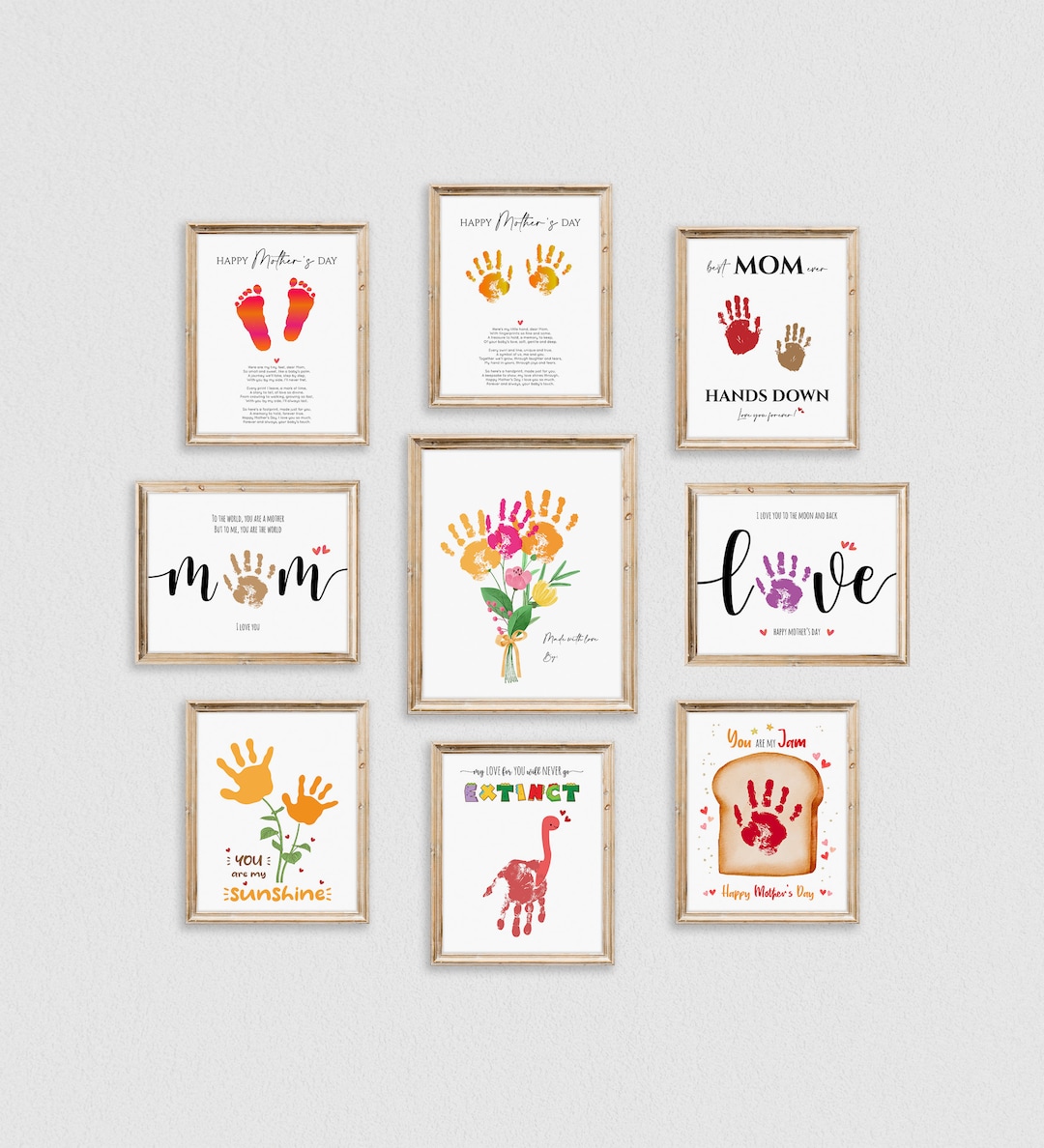Mother's Day Handprint Footprint Set of 9 Art Craft, Mother's Day Gift ...