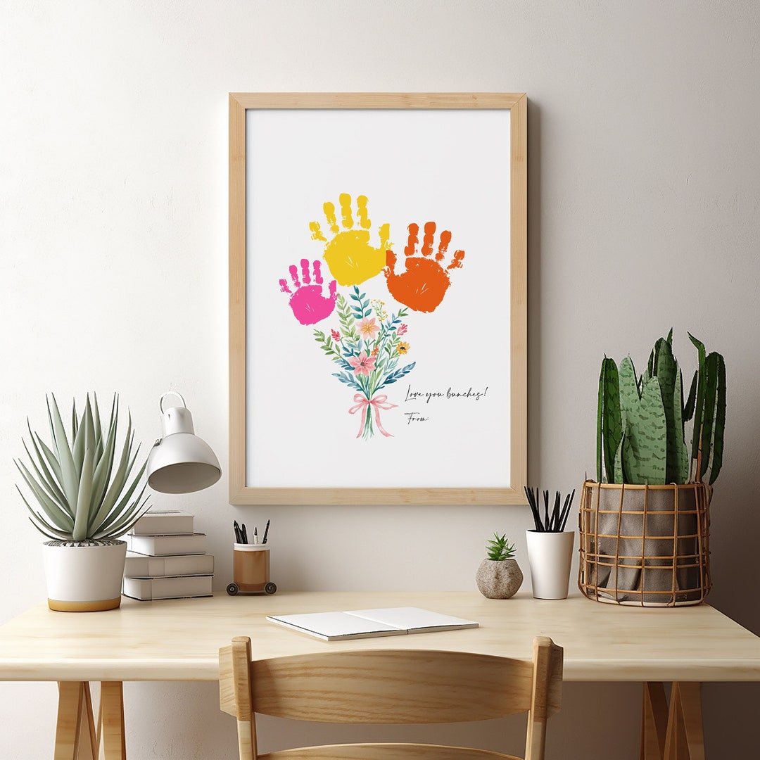 Happy Birthday Card Flower Handprint Valentine Keepsake Mothers Day ...