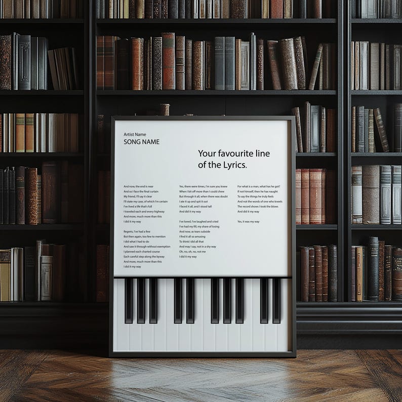 Wedding Anniversary Gift, Custom Piano Lyrics Print, Personalised Music ...