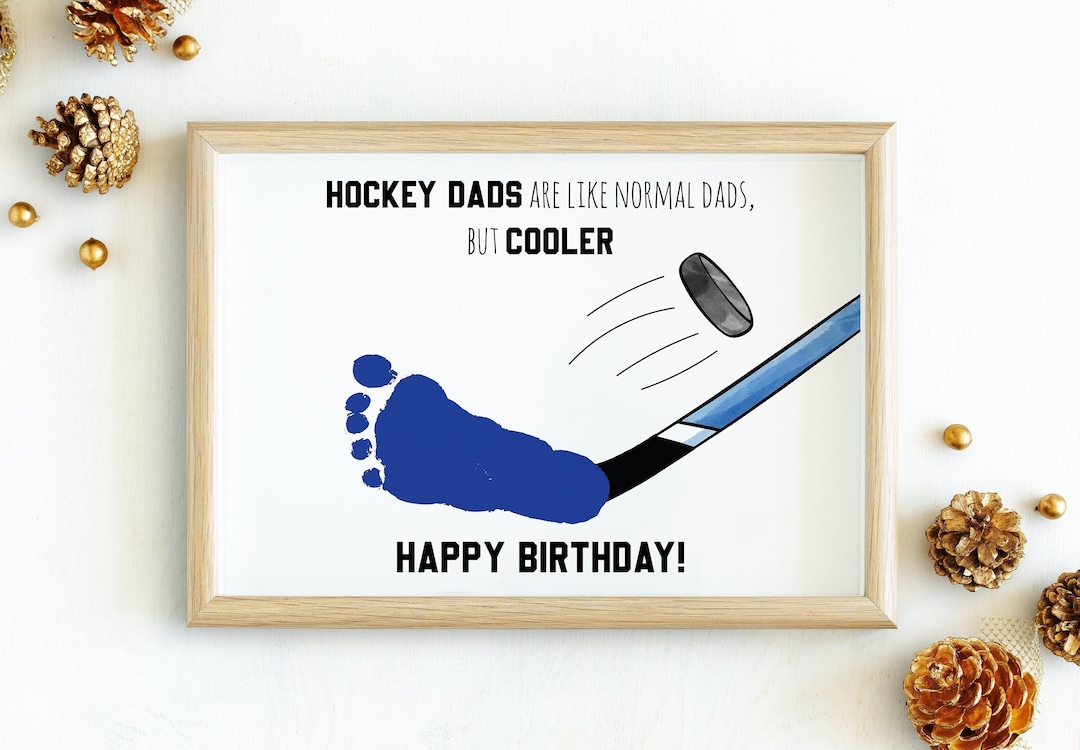 Hockey Dad Birthday Handprint Footprint Art Craft, DIY Baby Kids Card ...