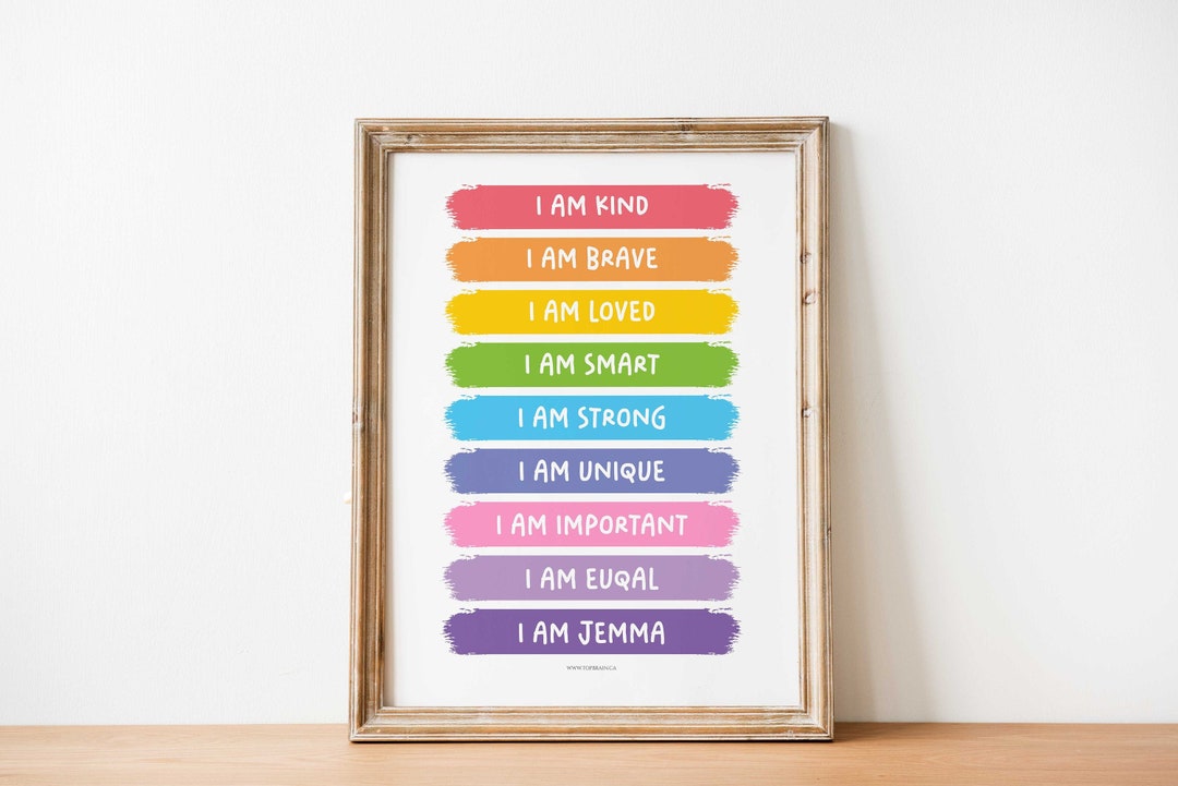 Personalized Positive Affirmation Poster Wall Art, Educational Playroom ...