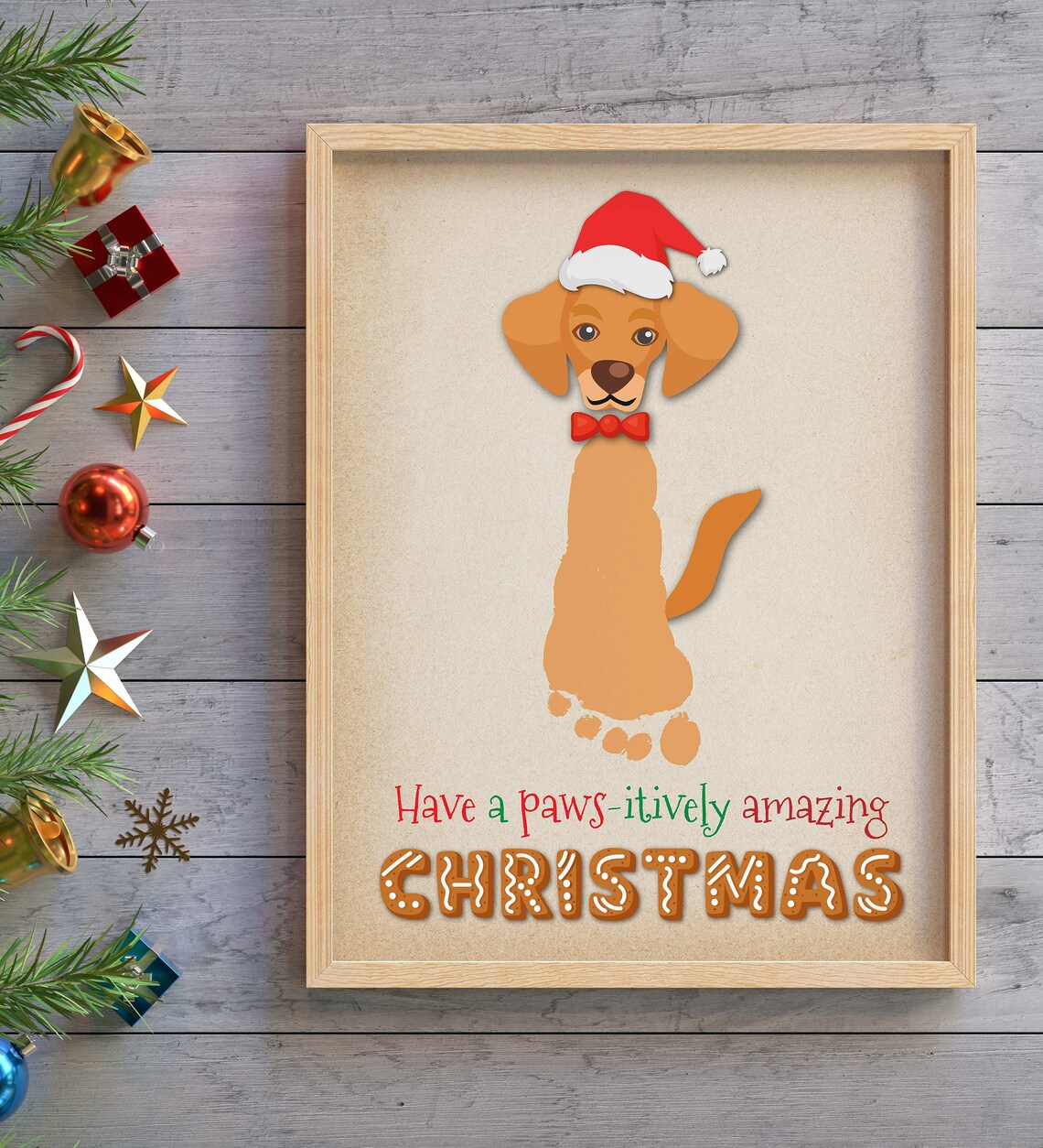 Golden Retriever Dog Baby Footprint for Christmas, Christmas Handprint ...
