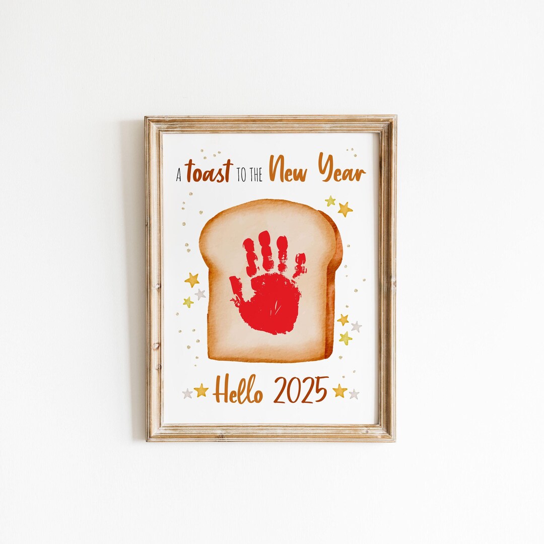 New Years 2025 Art Craft, Handprint Footprint Art, Toast to the New ...