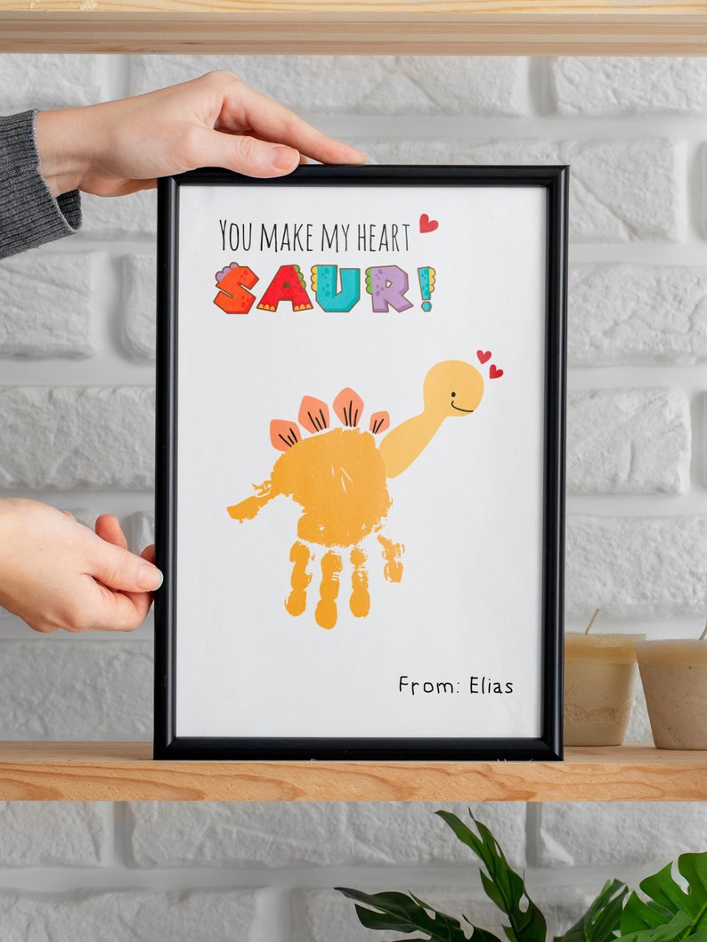 Dinosaur Handprint Art Craft Mom Dad Birthday Gift Christmas - Etsy