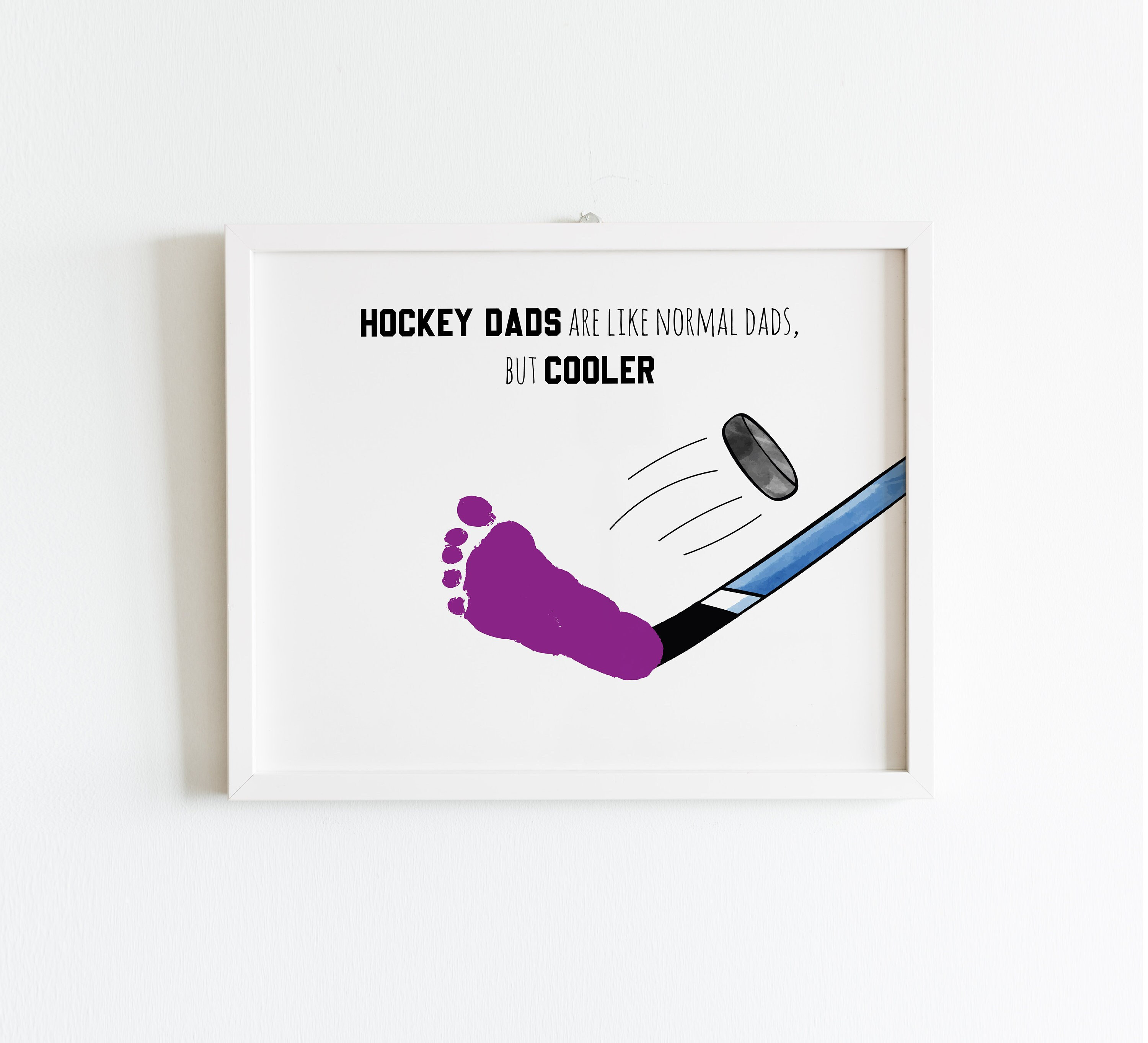 Hockey Dad Handprint Footprint Art Craft, Hockey Family Gift, DIY Baby ...