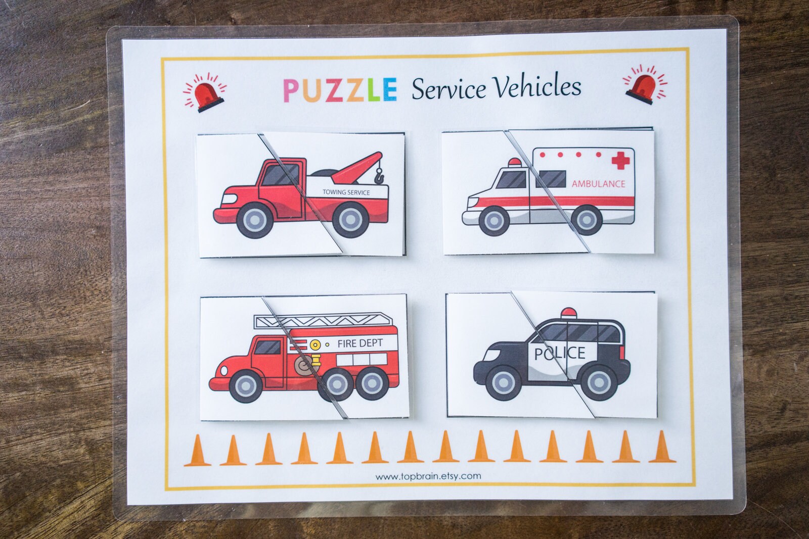 Service Vehicles Puzzle Printable, Preschool Curriculum, Toddler ...