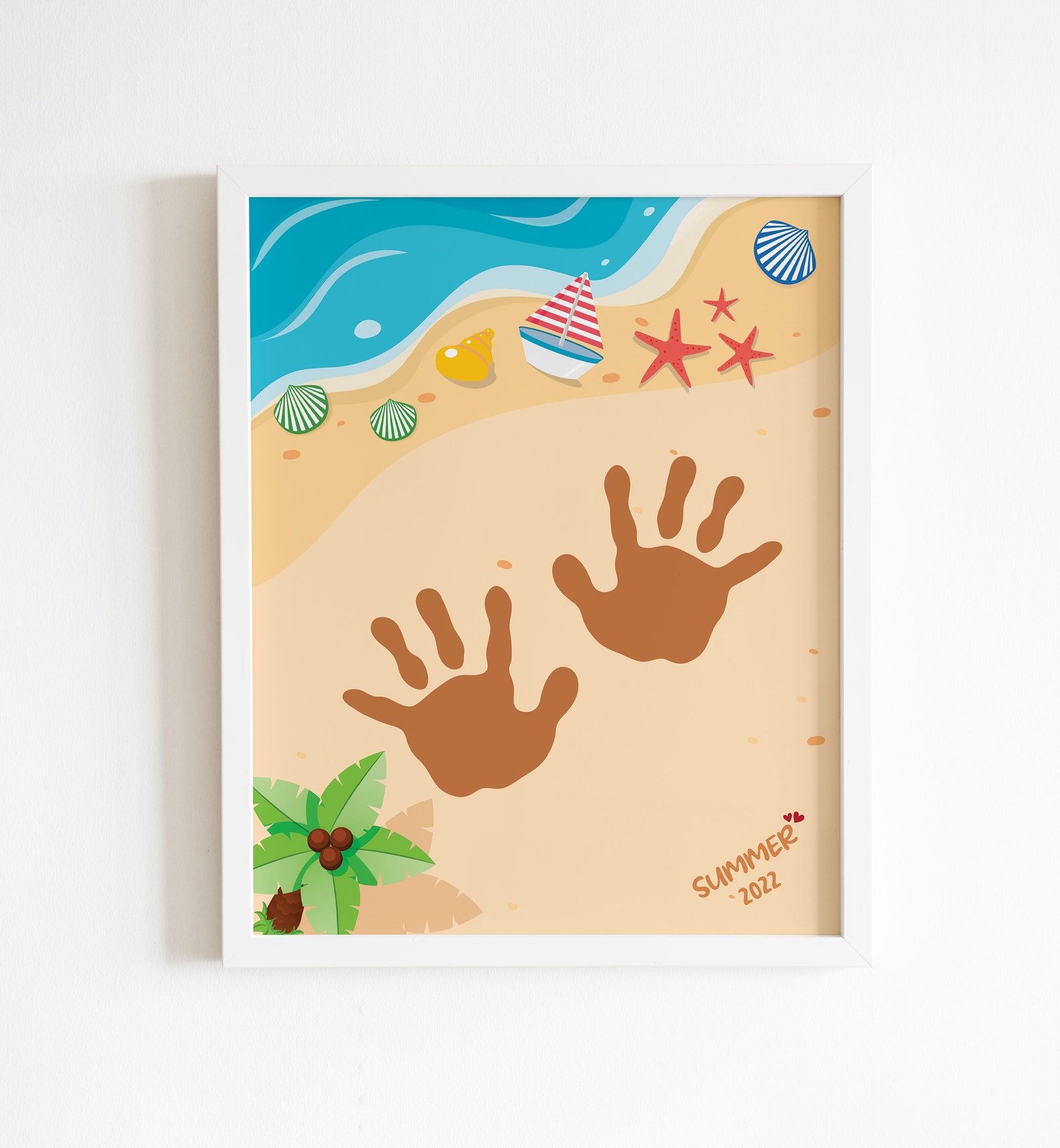 Summer Beach Handprint Footprint Art Craft Gift for Mom DIY - Etsy