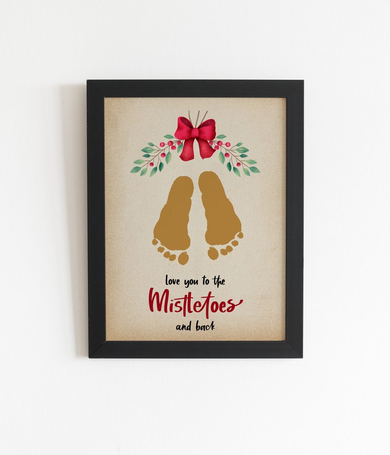 Christmas Handprint Footprint Craft Mistletoes, Printable Christmas ...