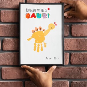 Dinosaur Handprint Art Craft, Mom Dad Birthday Gift, Christmas Gift for ...