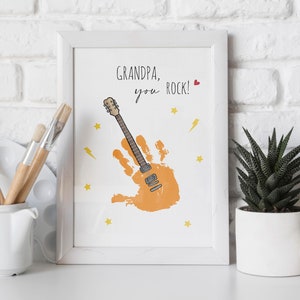 Handprint Art Craft Kids, Grandpa You Rock, Father's Day Birthday, Kids ...