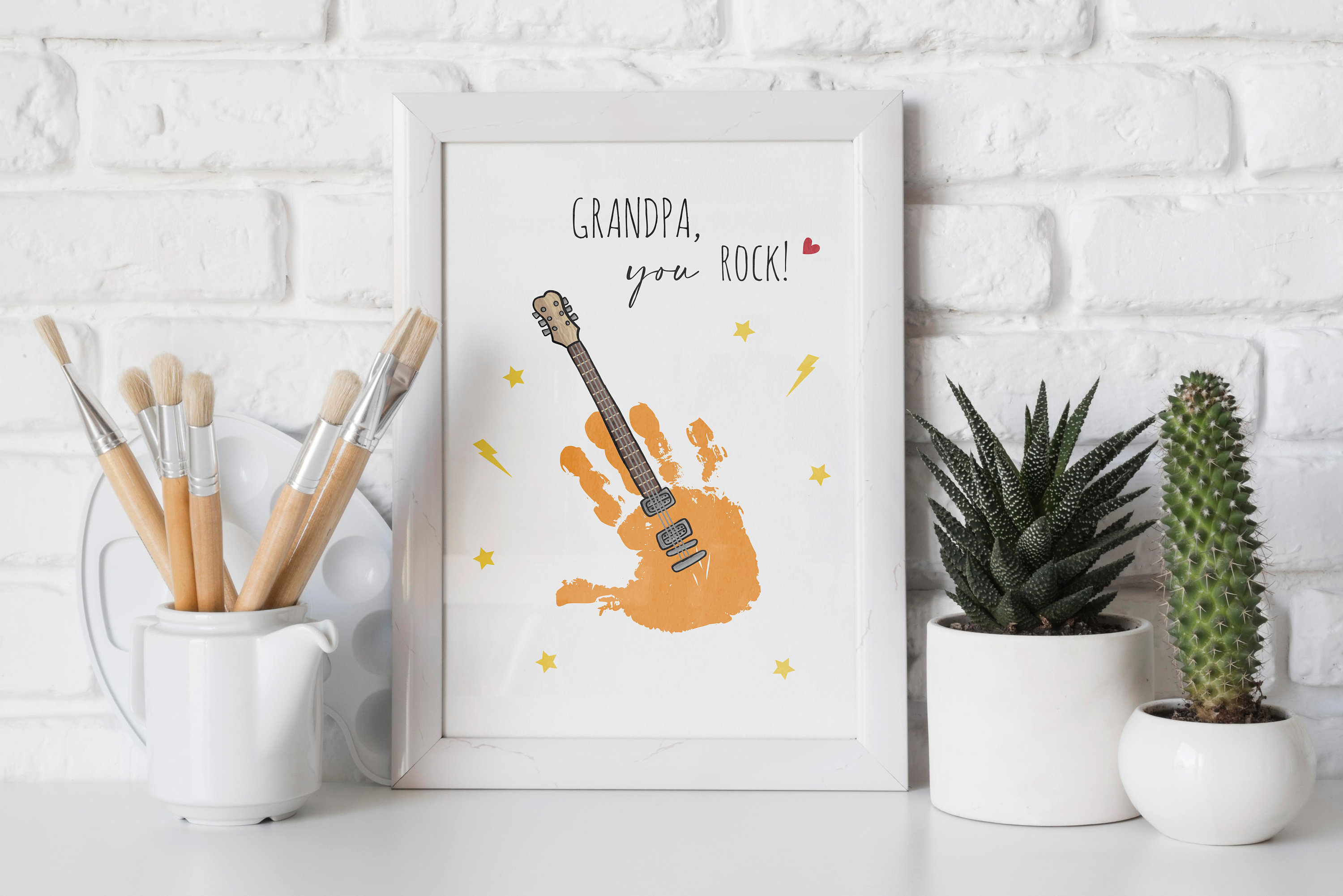 Handprint Art Craft Kids, Grandpa You Rock, Father's Day Birthday, Kids ...