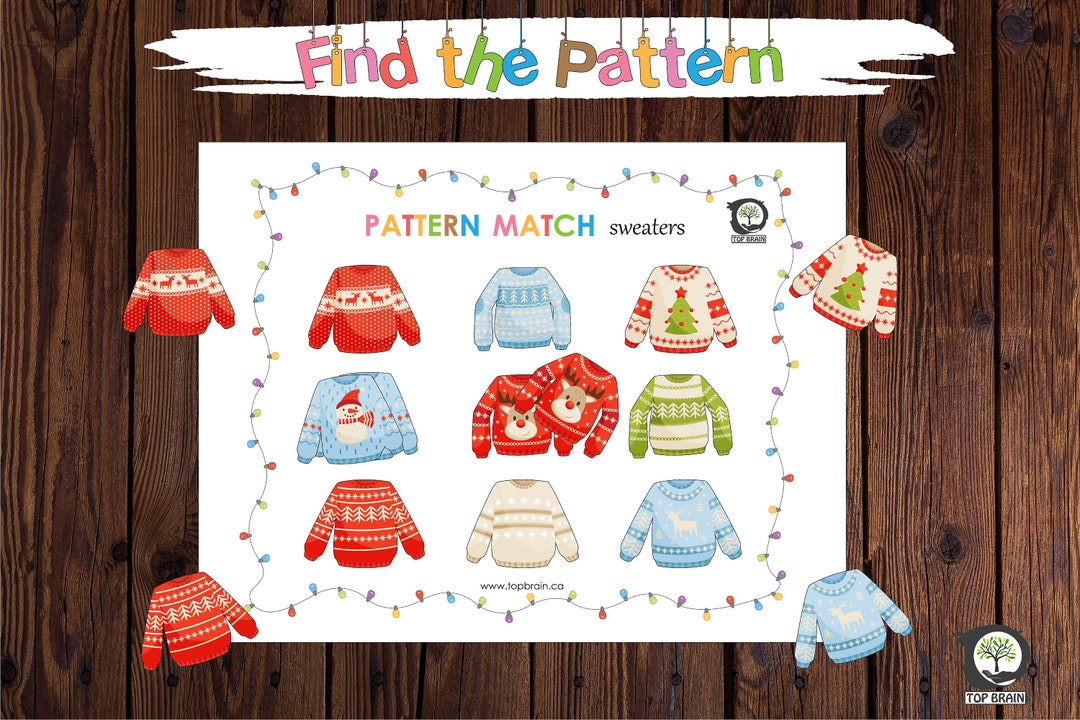 Sweater Pattern Matching Activity, Preschool Learning (digital Download ...