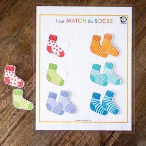 Kids Activity Socks Matching Busy Book Printable, Toddler Activities ...