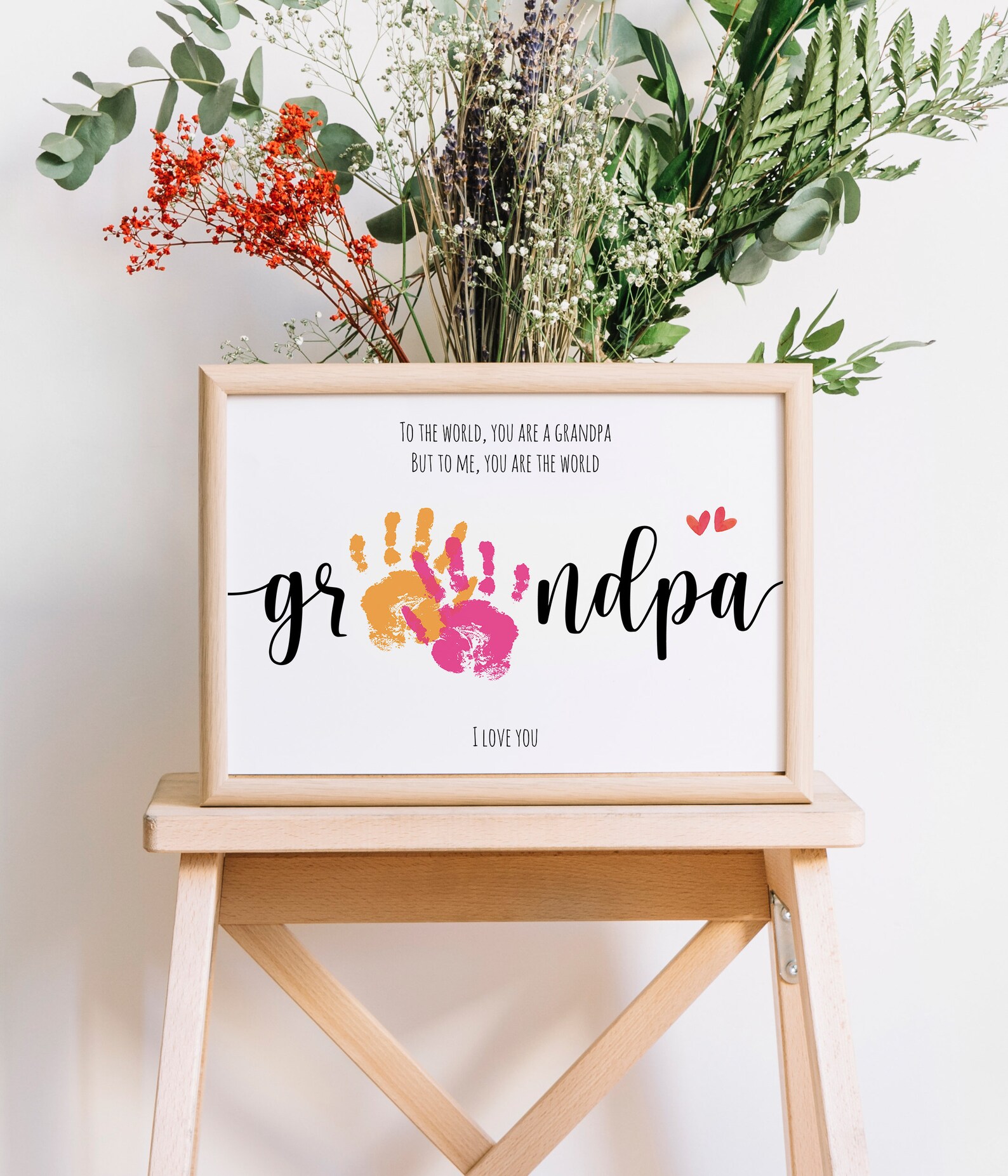 Grandpa Handprint Footprint Art Craft, Fathers Day Gift, Grandfather ...