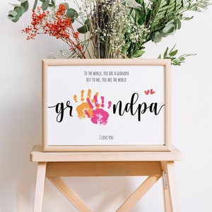 Grandpa Handprint Footprint Art Craft, Fathers Day Gift, Grandfather ...