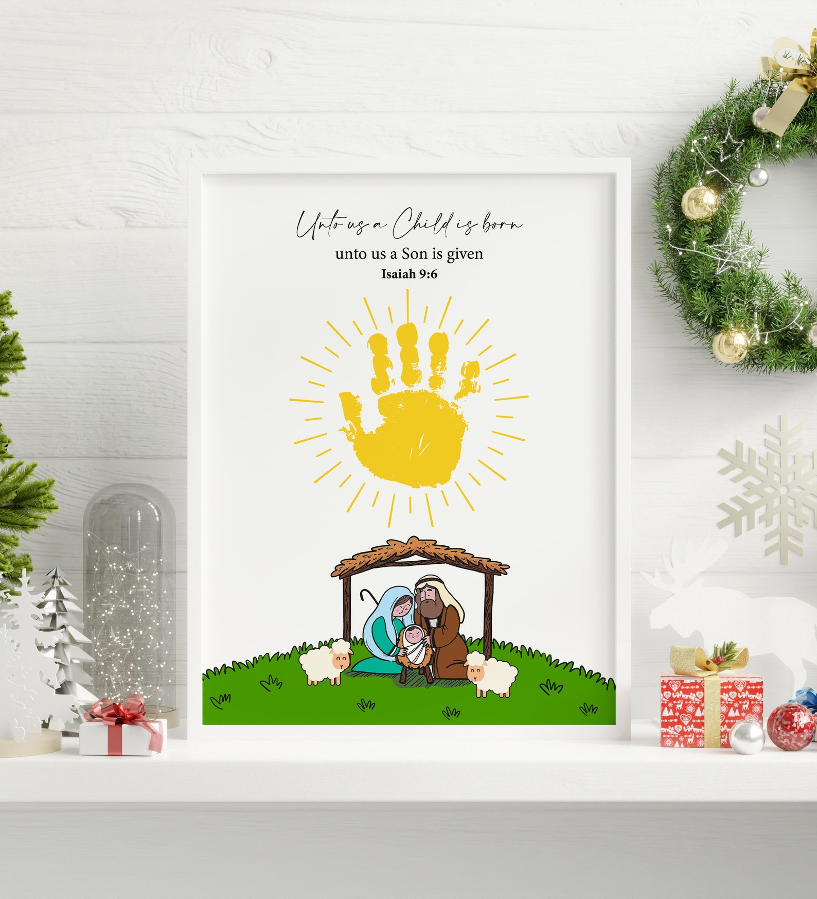 Christmas Kids Craft, Nativity Scene Handprint Art, Personalized Gift ...