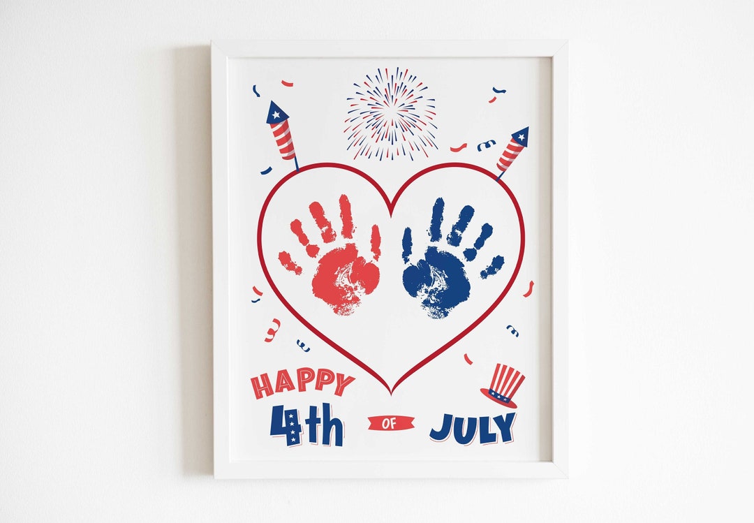 4th of July Independence Day Handprint Footprint Art Craft, USA Flag ...