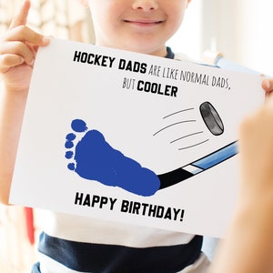 Hockey Dad Birthday Handprint Footprint Art Craft, DIY Baby Kids Card ...