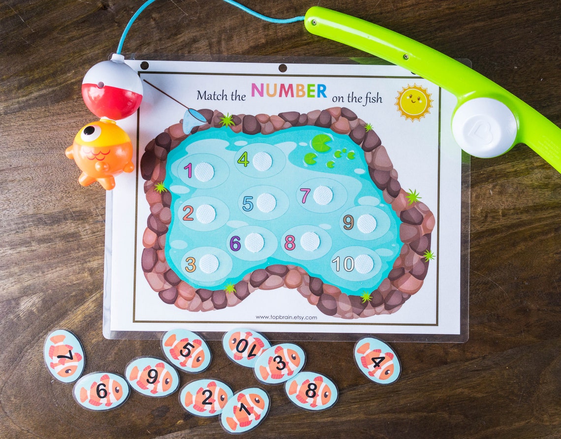 Preschool Worksheets Fishing Toddler Activities Number | Etsy
