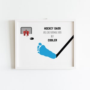 Hockey Dad Handprint Footprint Art Craft, Hockey Family Gift, DIY Baby ...