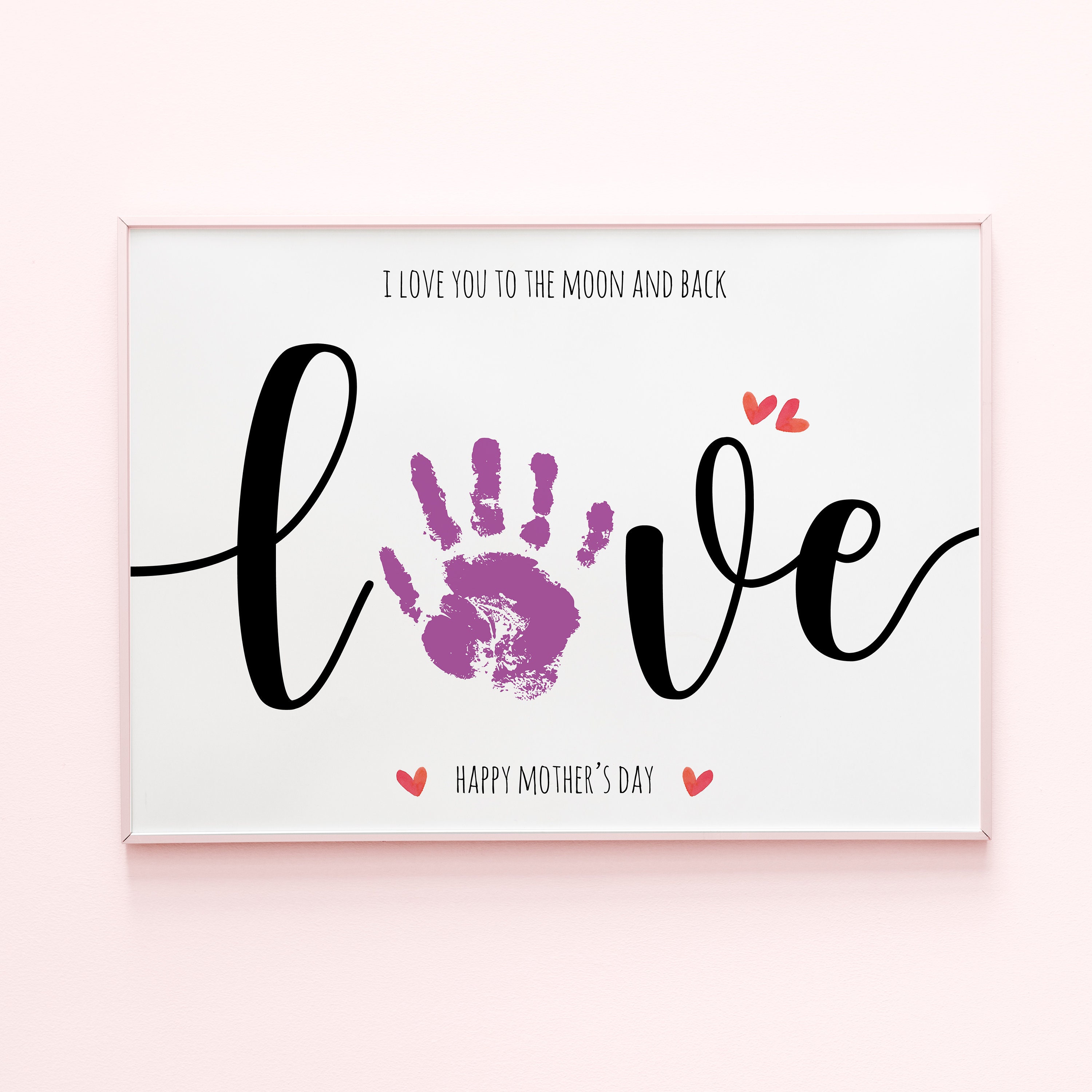 Mothers Day Art Print Handprint Love Keepsake Floral Bouquet Mom ...